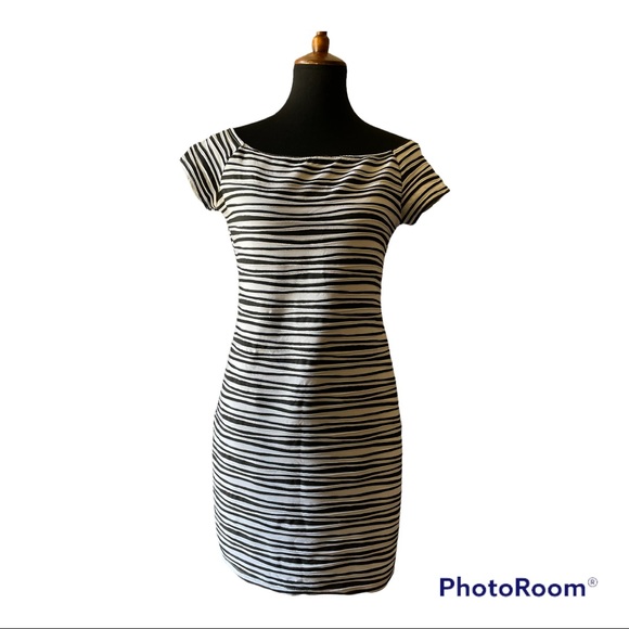 Brat Star | Dresses | Brat Star White And Black Body Con Dress | Poshmark